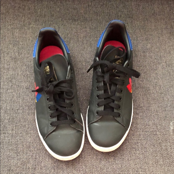 adidas | Shoes | Adidas Stan Smith Black Blue Rainbow Sz 7 Tennis Shoe ...